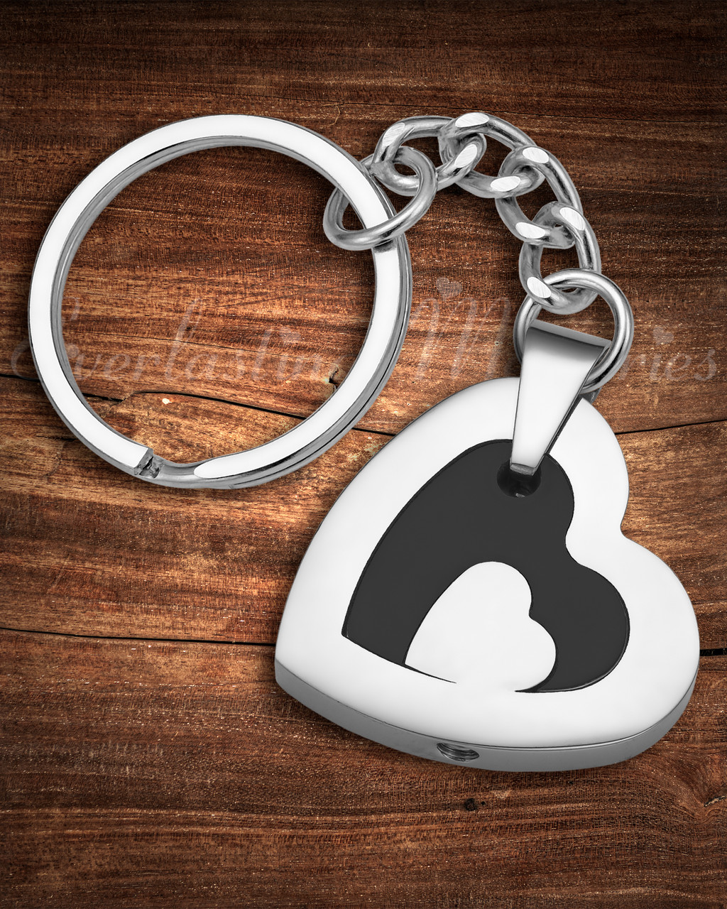 STEEL AND BLACK HONESTY HEART REMEMBRANCE ASH KEYCHAIN