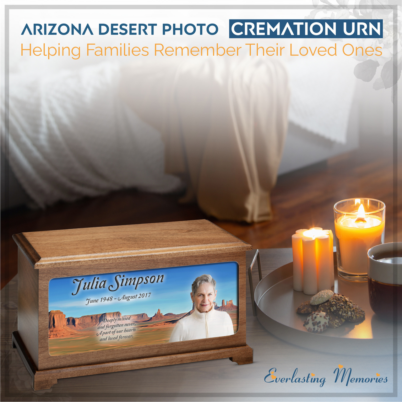 Arizona Desert Cremation Urn With Photos, Southwestern Urns for Cremains