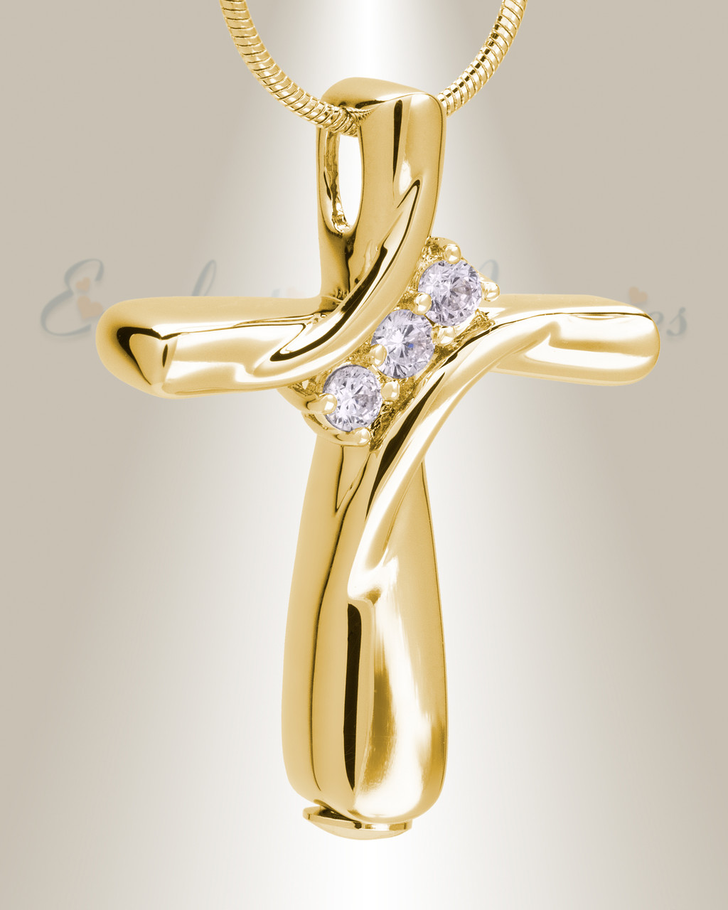 14K Gold Stylish Cross Memorial Jewelry and Cross Ash Keepsakes