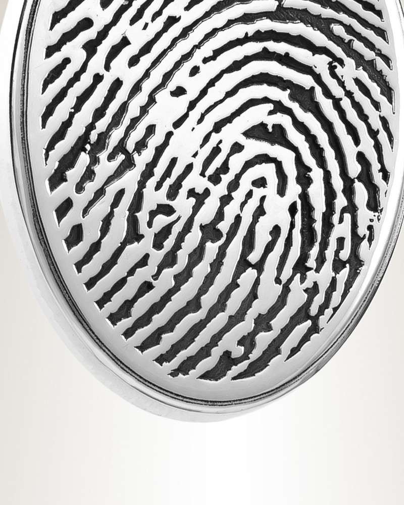 Sterling Silver Fingerpring Oval Necklace, Silver Fingerprint Jewelry ...