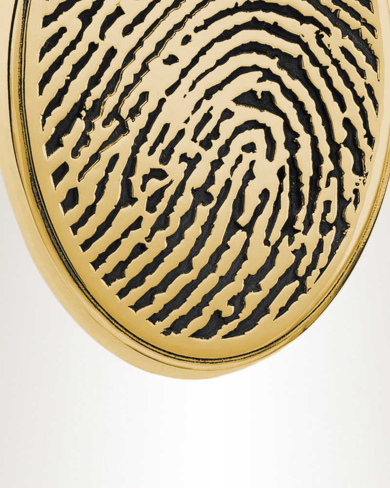 Gold Plated Oval Fingerprint Necklace, Gold Plated Fingerprint Jewelry