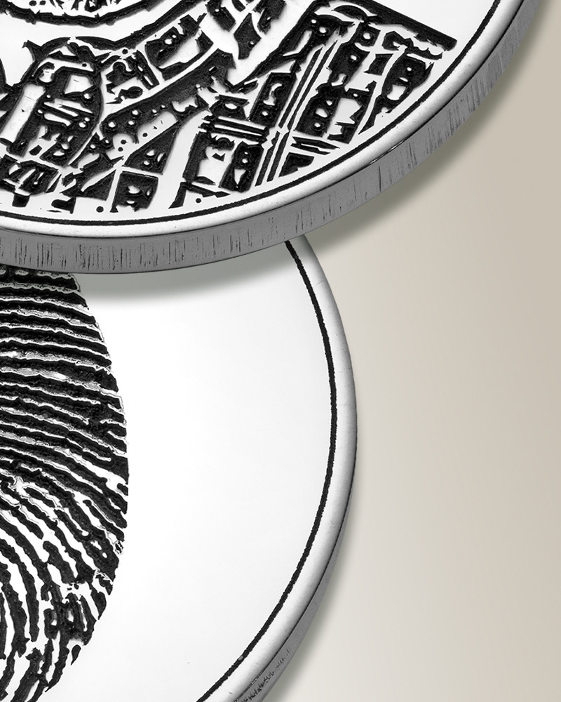 Polished Solid Silver Remembrance Coin with Fingerprint and Photo on ...