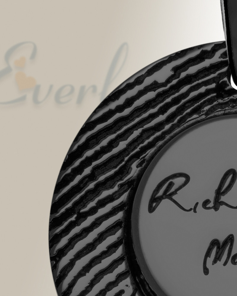 Black Plated Signature Round Sterling Silver Fingerprint Necklace ...