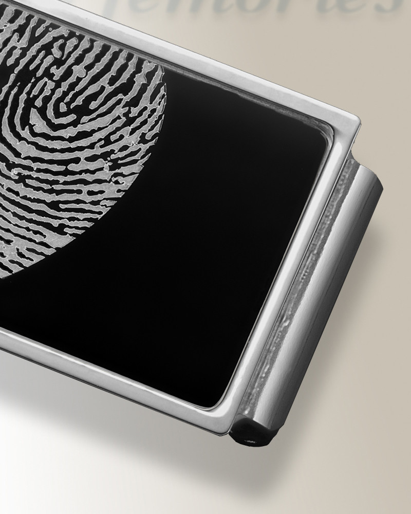Stainless Steel Black on Silver Fingerprint Money Clip