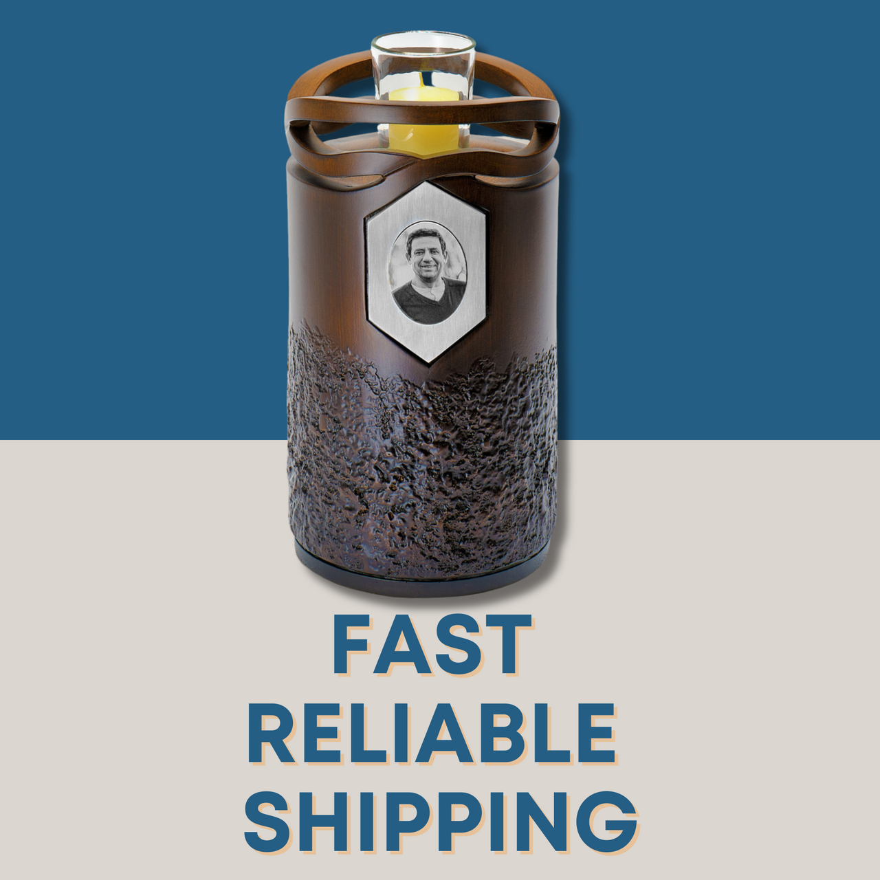 Infinity Wood Photo Cremation Urn, Individual Cremation Urn, Photo Urn