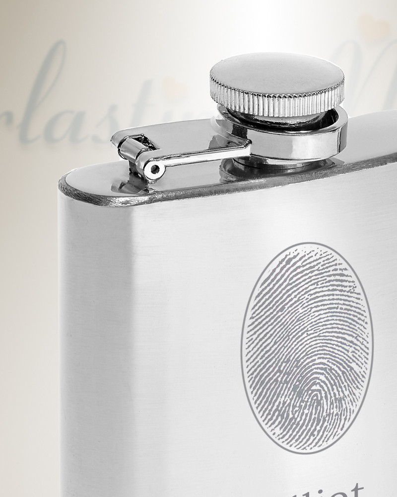 Stainless Flask with Fingerprint, Personalized Flask, Fingerprint Flask