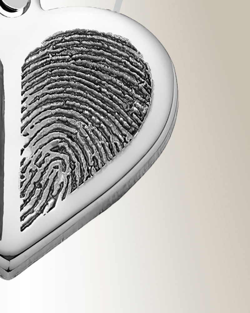 Two Heart Sterling Silver Fingerprint And Picture Pendant