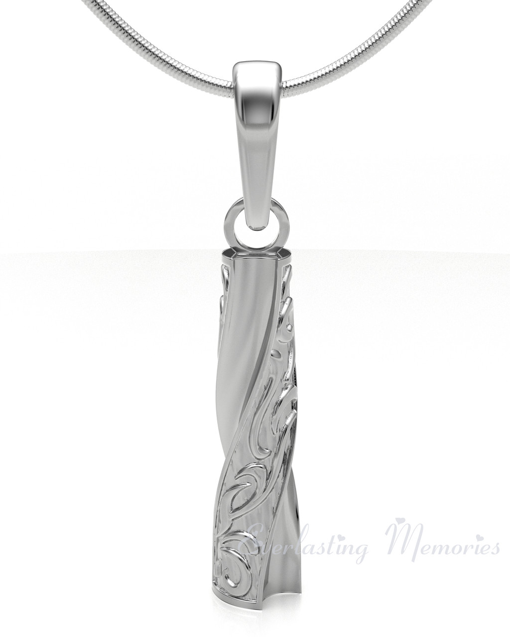 Solid 14K White Gold Twisted Cylinder Forever Sealed Cremation Jewelry Waterproof Ash Pendants