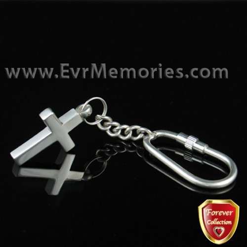 silver plated remembrance cross crematon keychain memorial keepsake ...