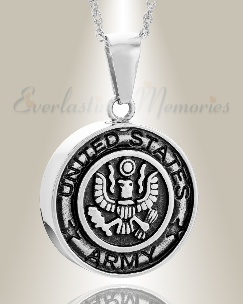 In memorium by filling a stainless steel army medal jewelry urn