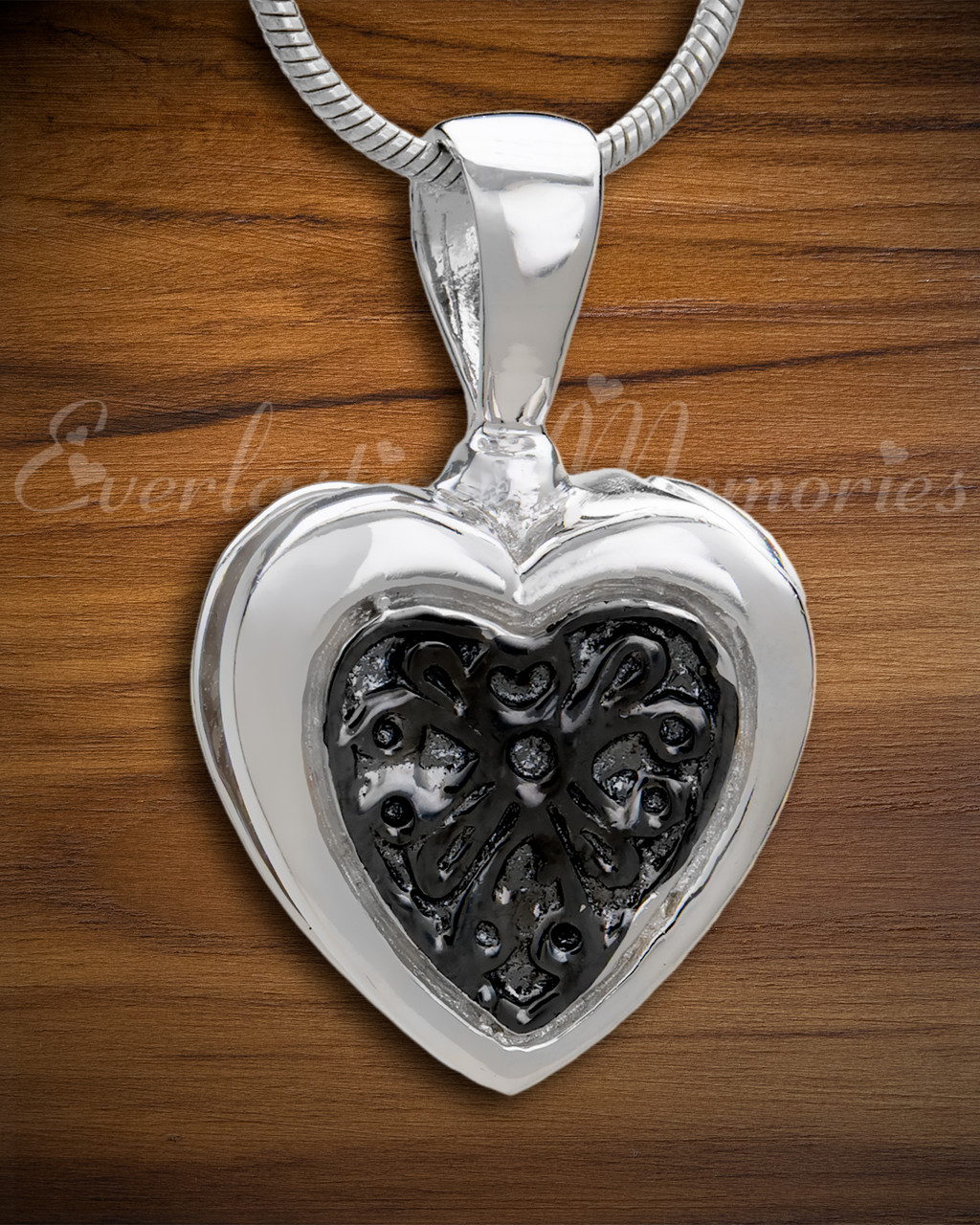 Silver Loved Heart cremation jewelry and silver memorial jewelry