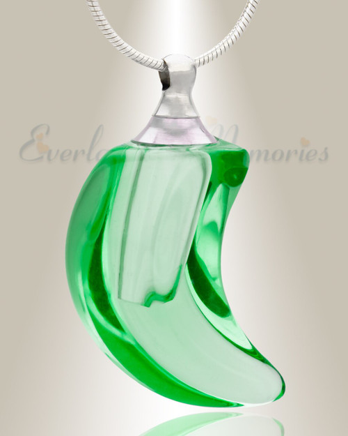 Glass Locket Green Moon Ash Urn Keepsake