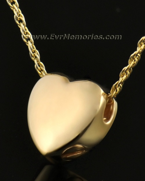 14k gold plated dedication heart urn jewelry in memorandum of the deceased
