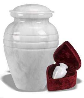 white grain marble cremation urns by Everlasting Memories