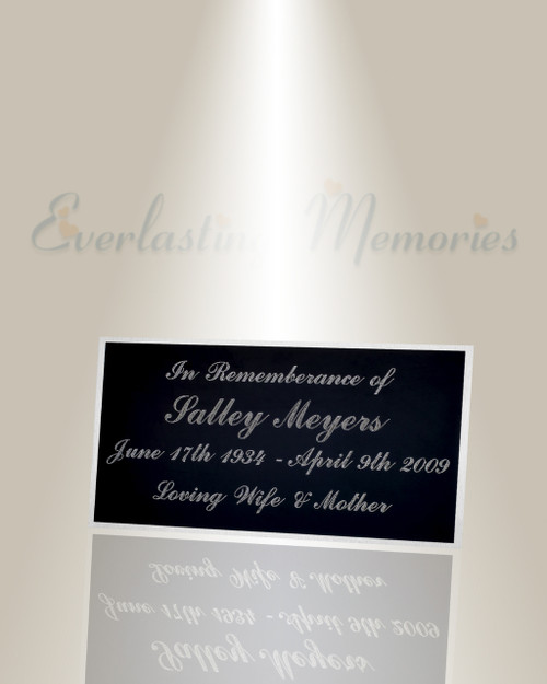 Apollo black plated on silver aluminum back plate script engraved plate