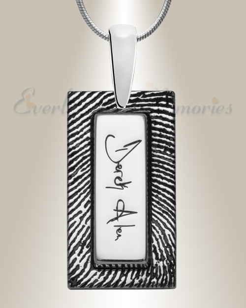 Rectangle Sterling Signature Rectangle Fingerprint Necklace, Signature ...