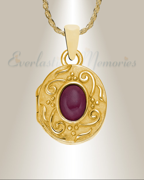 Gold Plated Fallon Round Picture Locket Cremation Urn Pendant, Locket ...