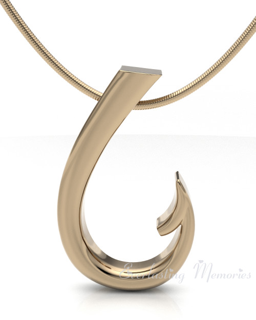 Solid 14k Gold Fishing Hook Forever Sealed Memorial Jewelry, Waterproof ...