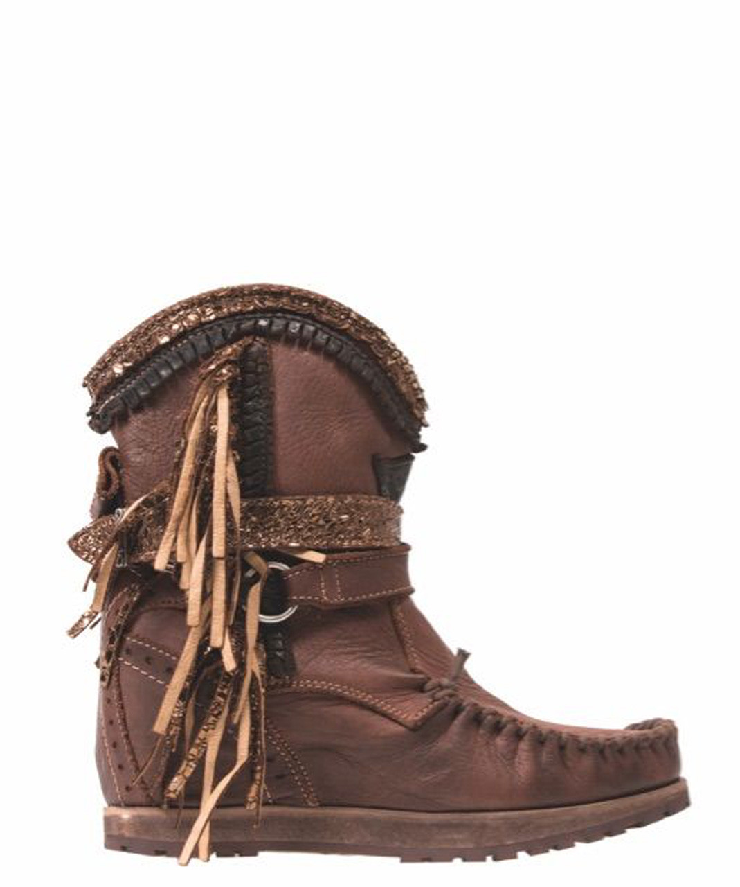 EL VAQUERO Arya Aged Burn Bronze Wedge Moccasin Boot - BootJunky.com