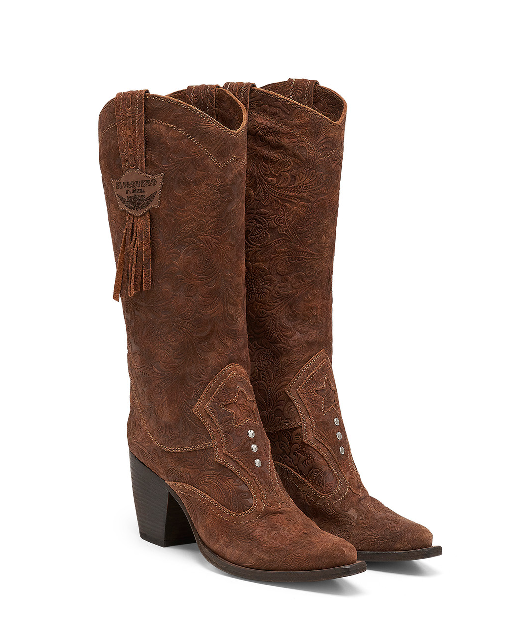 EL VAQUERO KYLE CHARRO HILL WAXED LEATHER WESTERN HEEL BOOTS ...