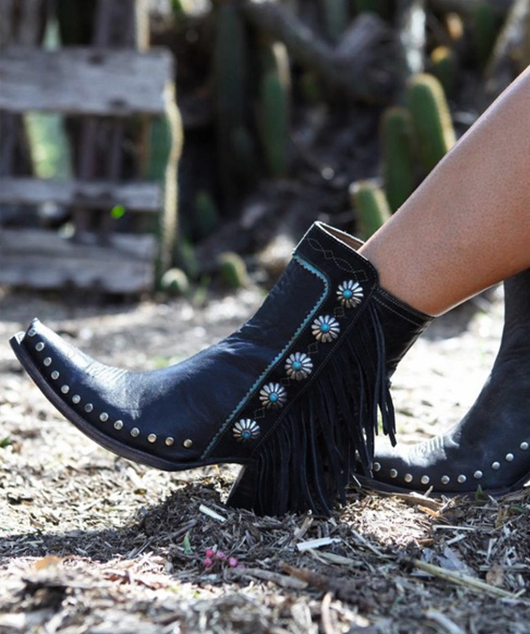 DDL041-1 DOUBLE D RANCH BANDIT BLACK MULTI TALL LEATHER BOOTS ...