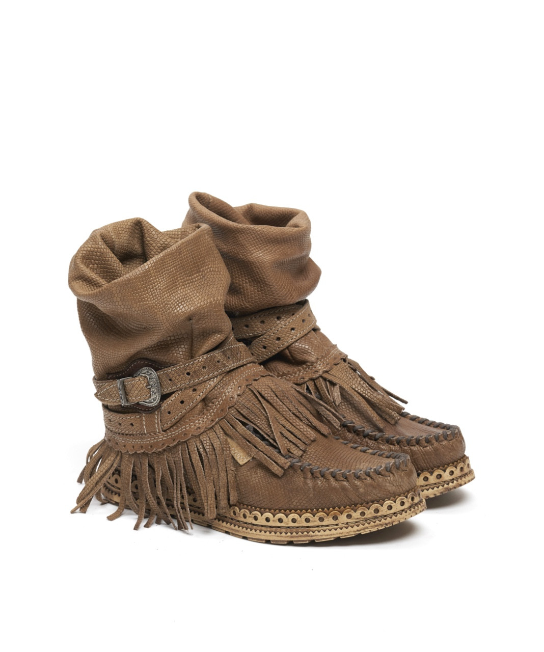 EL VAQUERO Gwen Kalahari Peruvian Leather Wedge Moccasin Boots ...