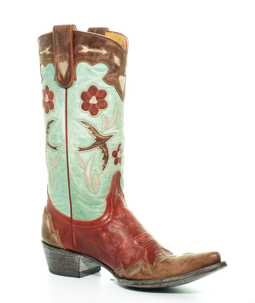 L1243-2* OLD GRINGO GOLONDRINA 12" RED/TURQUOISE/BRASS COWGIRL BOOTS ...