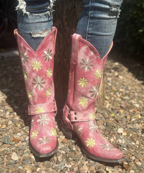 L 559-1 OLD GRINGO HANNA FLOR PINK COMEX HARNESS 13" LEATHER BOOTS ...