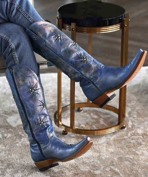L3897-3 OLD GRINGO STELLETTA METALIC STARBURST 15" LEATHER BOOTS ...