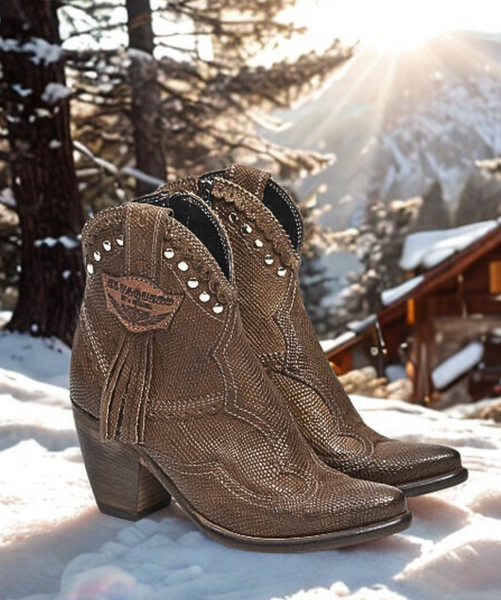 EL VAQUERO IVY KALAHARI PERUVIAN LEATHER WESTERN TEXAN ANKLE BOOTS ...