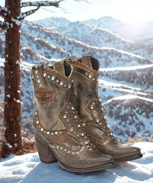 EL VAQUERO THORN RIDER MUD ITALIAN LEATHER ANKLE WESTERN BOOTS ...