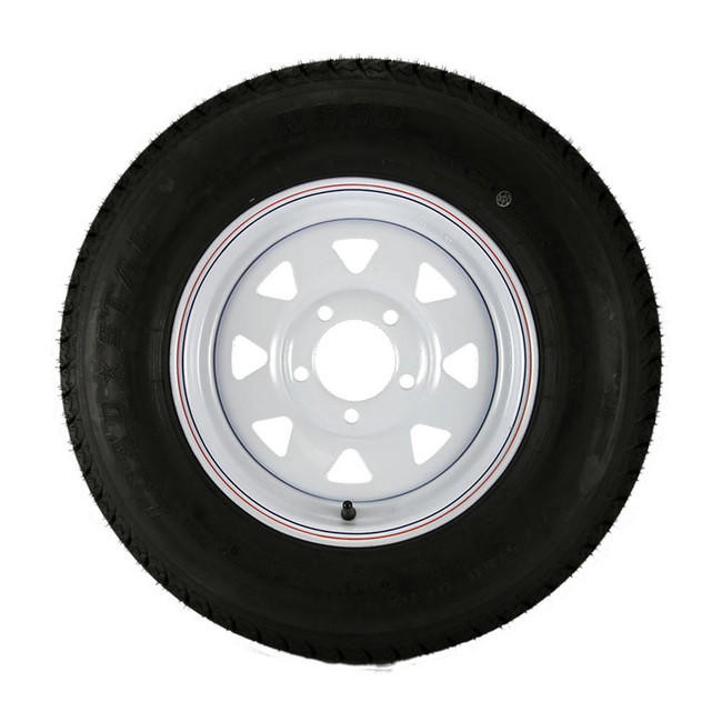 5.30X12 Loadstar Trailer Tire LRD on 5 Bolt White Spoke Wheel