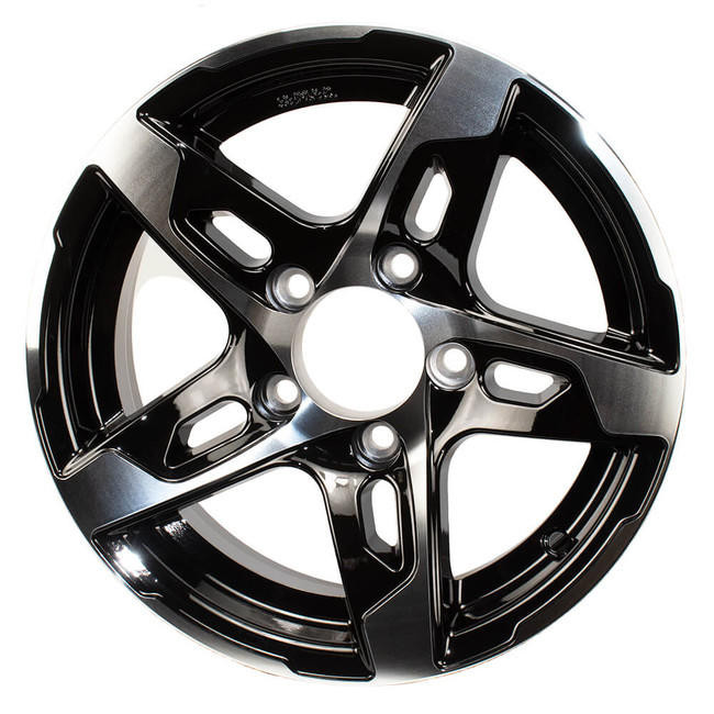 14X5.5 5-Lug on 4.5" Aluminum T10 Trailer Wheel Black - T10-45545BM