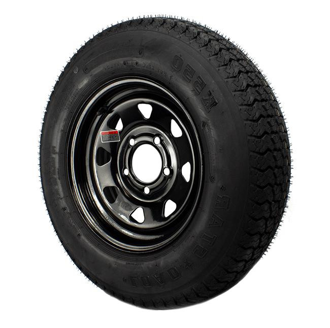 Set of 2 - ST175/80D13 Loadstar Trailer Tire LRB on 5 Bolt Black Spoke ...
