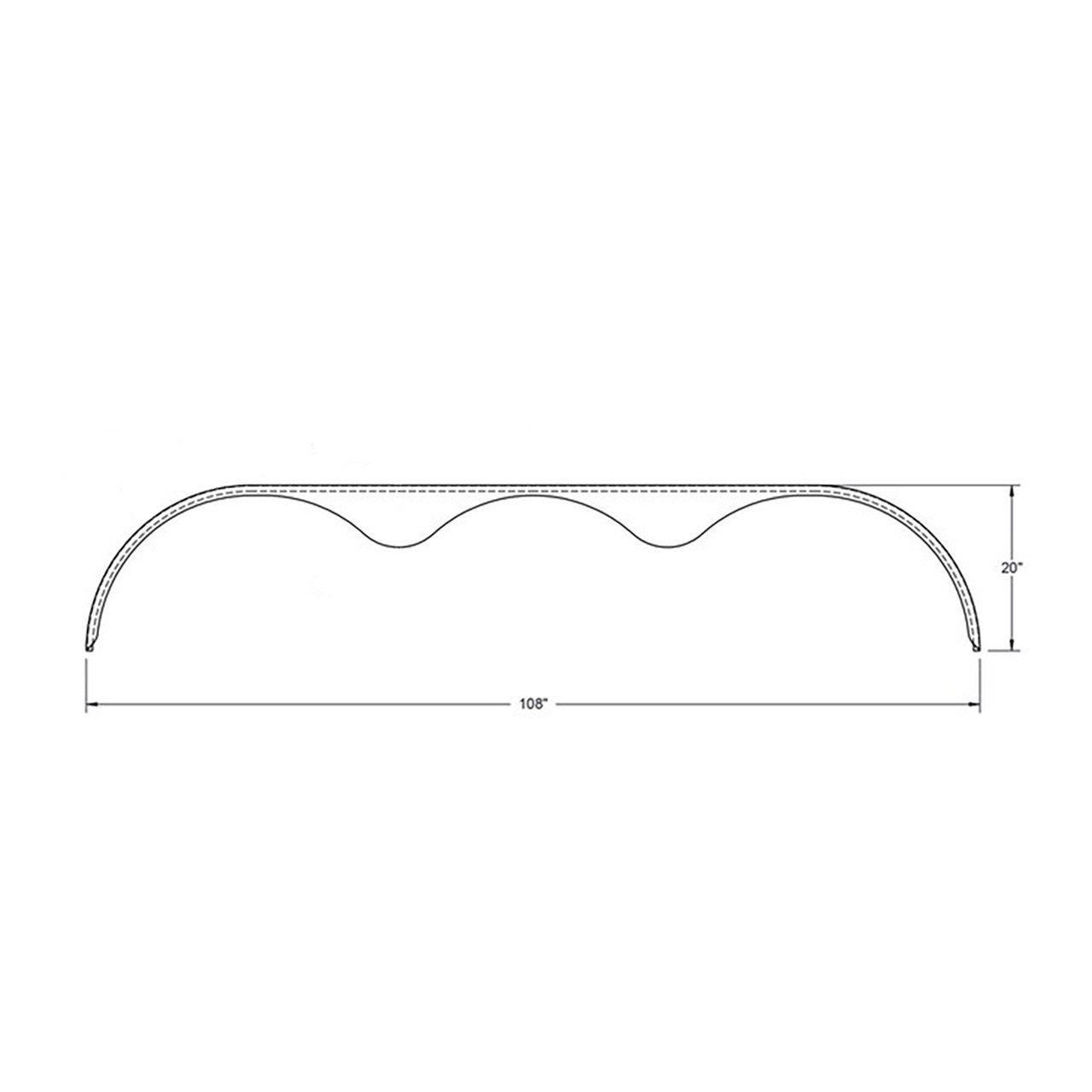 108" x 2" Tri Axle .080" Aluminum Trailer Fender Flares (2 Fenders)