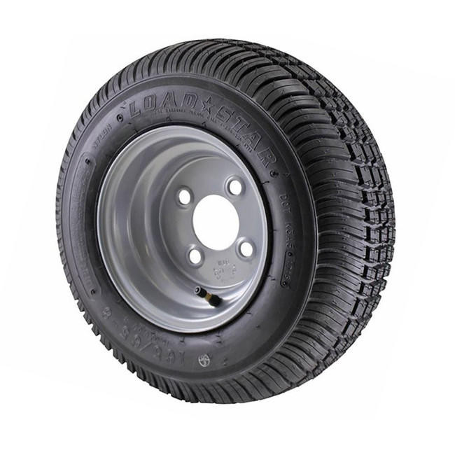 16.5X6.50-8 Loadstar Trailer Tire LRC on 4 Bolt Silver Wheel