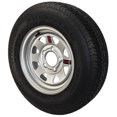 ST175/80R13 Freestar Trailer Tire LRC on 5 Bolt Silver Spoke Wheel