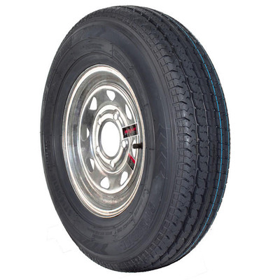 ST145/R12 Trailer King Trailer Tire LRE on 5 Bolt Galvanized Spoke Wheel