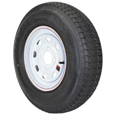 ST185/80D13 Loadstar Trailer Tire LRC on 4 Bolt White Spoke Wheel