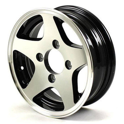 12X4 4-Lug on 4" Aluminum Series 04 Black Inlay Trailer Wheel - 424440B