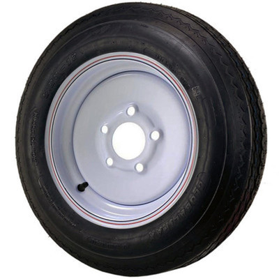 5.30x12 GlobalTrax Trailer Tire LRD on 5 Bolt White Solid Wheel