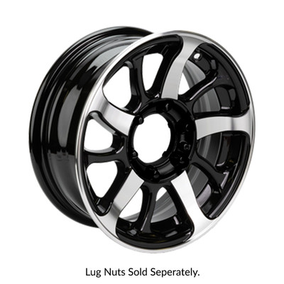 16X6 8-Lug on 6.5" Aluminum Series 08 Trailer Wheel - 866865B - Black Inlay