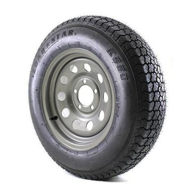 ST205/75D14 Loadstar Trailer Tire LRC on 5 Bolt Silver Mod Wheel