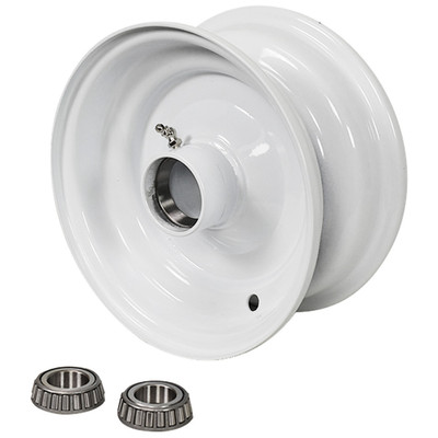 Log Splitter Wheel 8x3.75 Inch Integral White with 1 Inch Bearings & Races