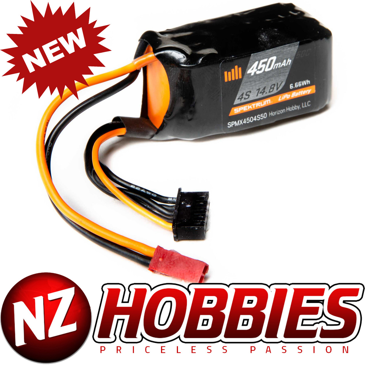 SPEKTRUM 14.8V 450mAh 4S 50C LiPo Battery: JST # SPMX4504S50 - NZ HOBBIES