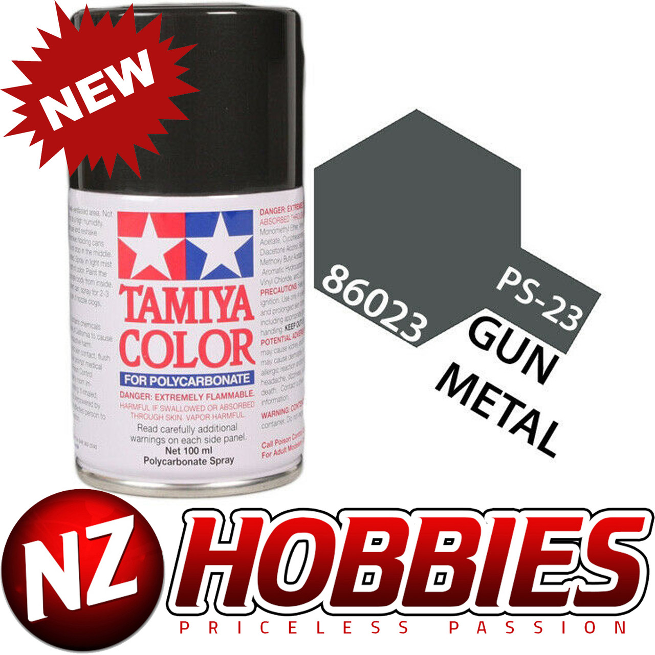 TAMIYA TAM86023 Spray Can Polycarbonate PS-23 Gun Metal - NZ HOBBIES