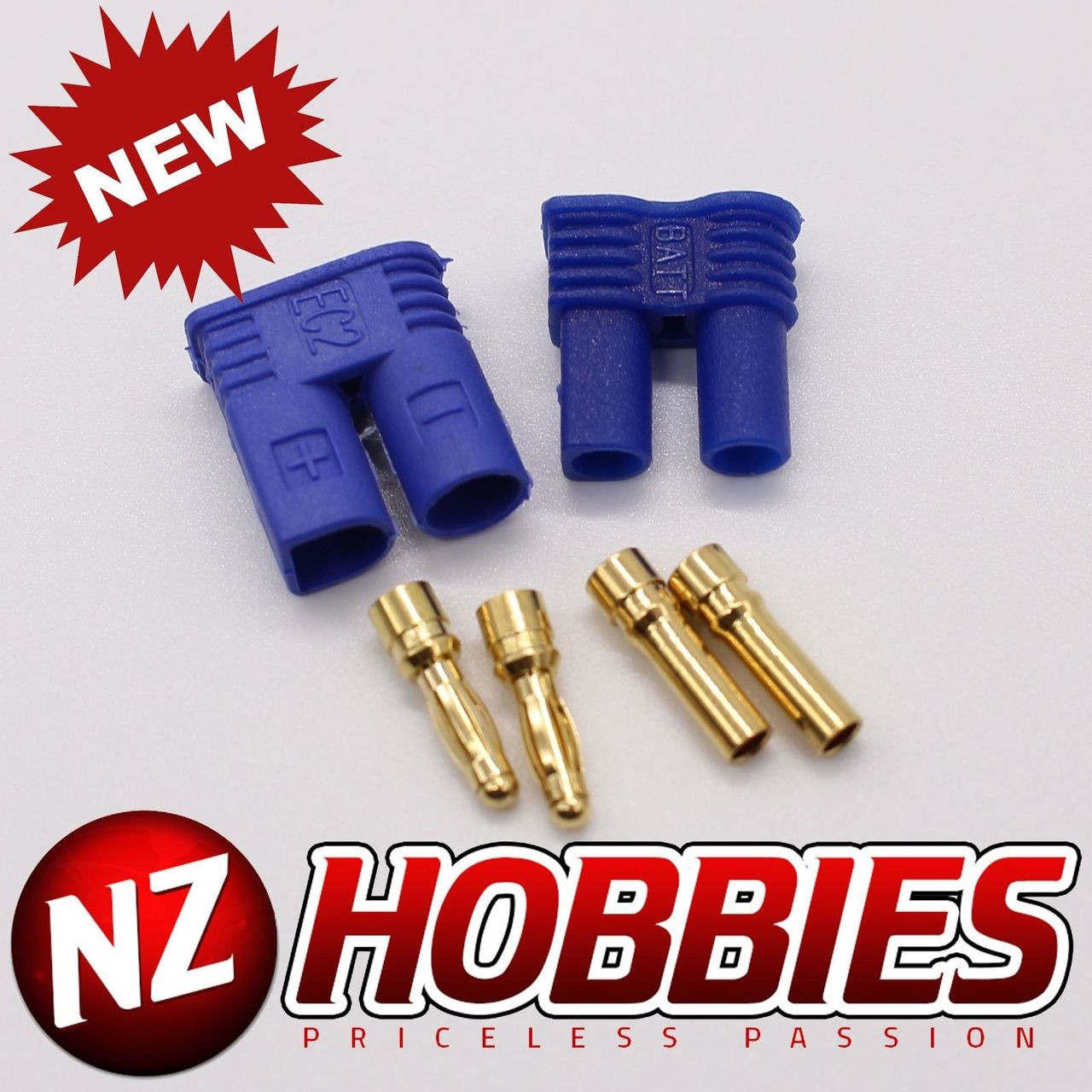 NZ RC EC2 Connectors - (1) Male, (1) Female # NZ-EC2-MF - NZ HOBBIES