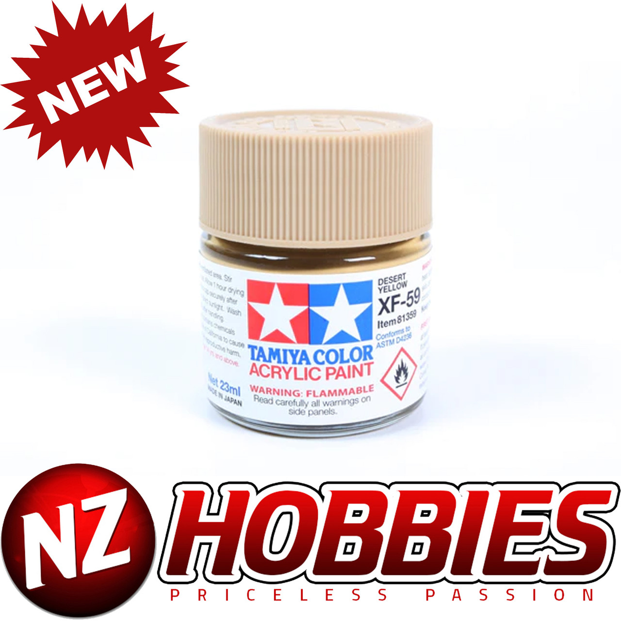 Tamiya TAM81359 Acrylic XF59, Flat Desert Yellow - NZ HOBBIES