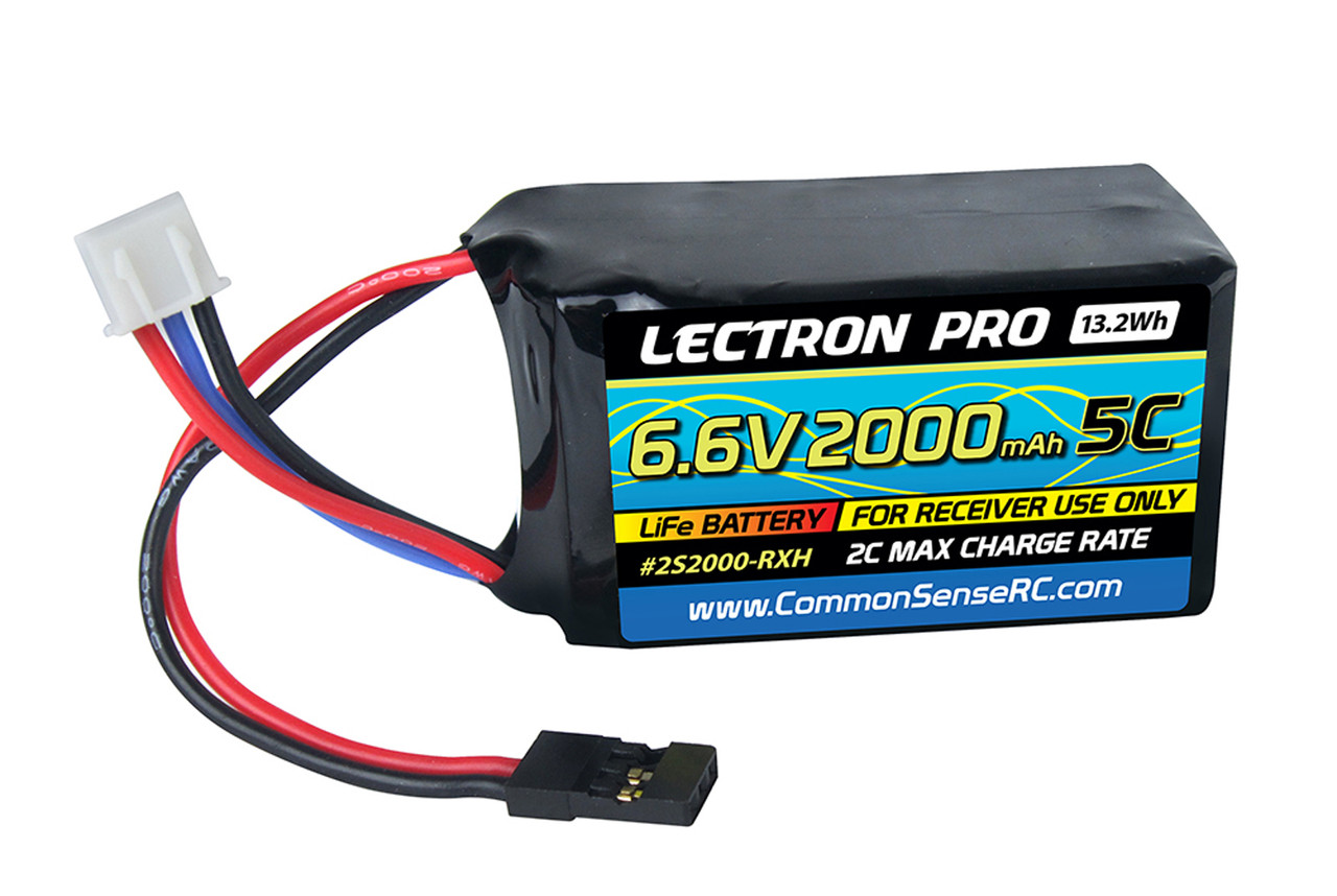 Lectron Pro 6.6V 2000mAh 5C LiFe Receiver Hump Pack Battery w/ Servo ...