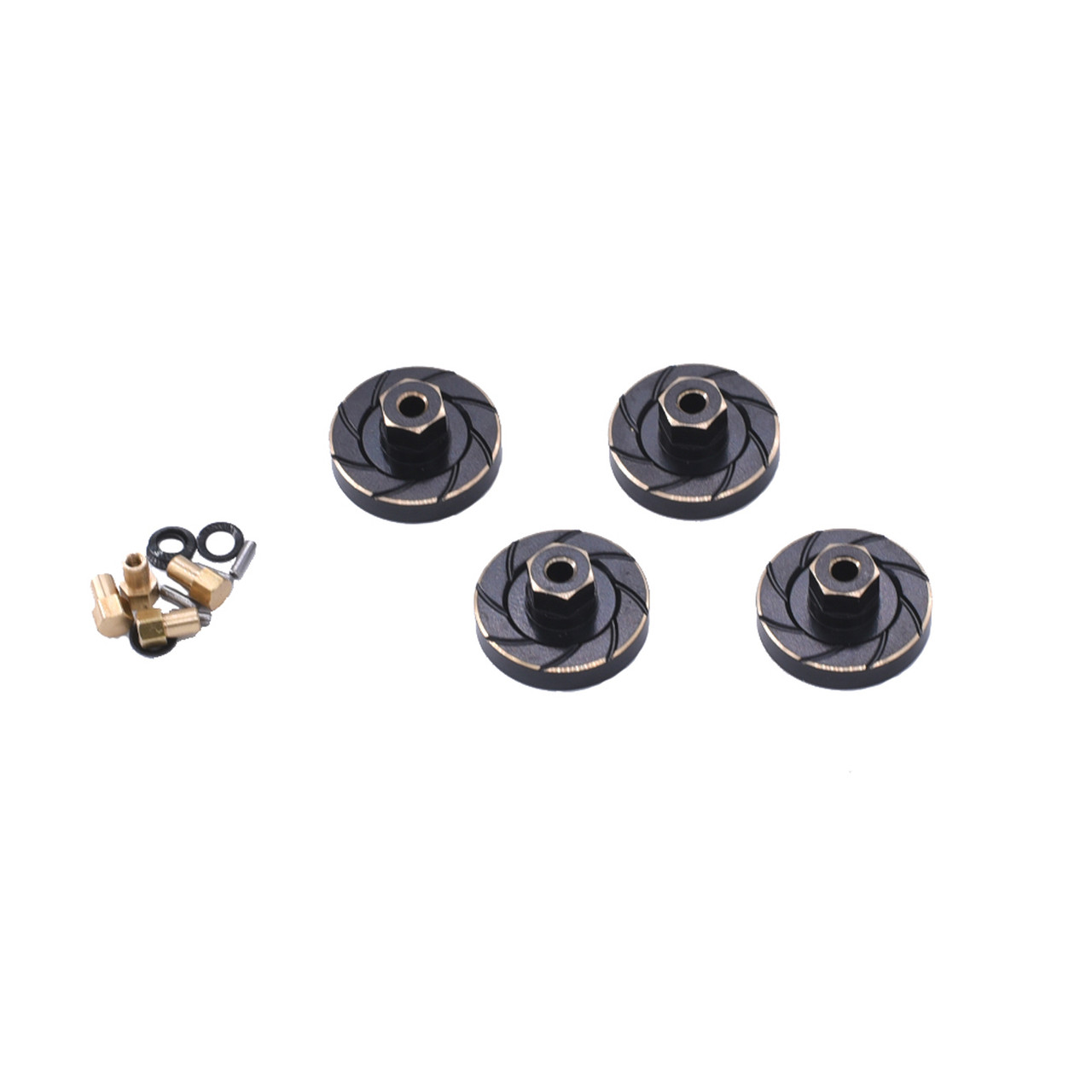 NZ Axial SCX24 5mm Brass Wheel Counterweight 4pcs set 9.4g Black Gold ...